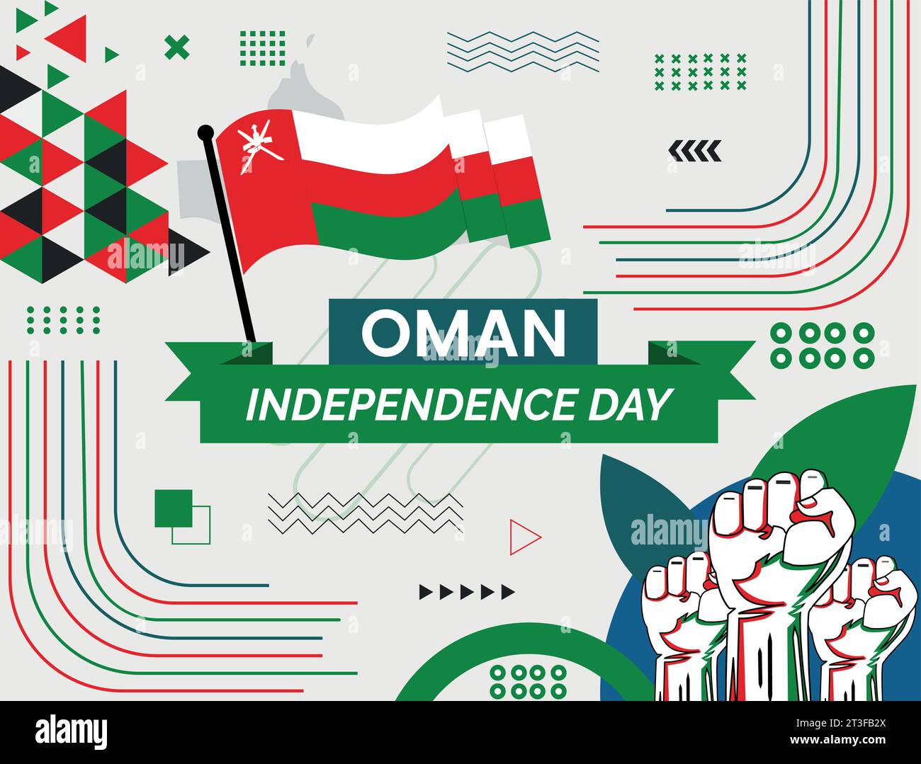 Oman national day banner with map, flag colors theme background and ...