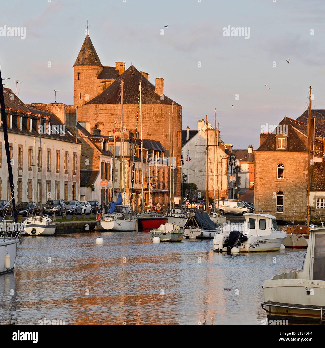 France, Finistere, Pont l'Abbe, the commercial port and the lived in ...