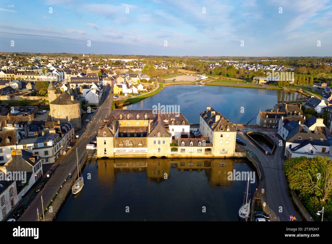 France, Finistere, Pont l'Abbe, the commercial port and the lived in ...