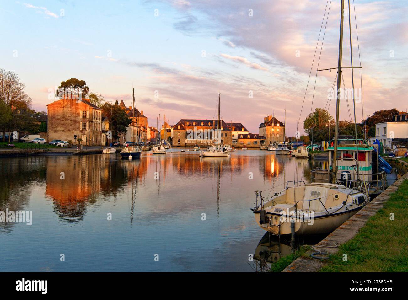 France, Finistere, Pont l'Abbe, the commercial port and the lived in ...