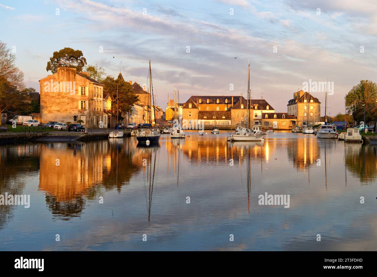 France, Finistere, Pont l'Abbe, the commercial port and the lived in ...