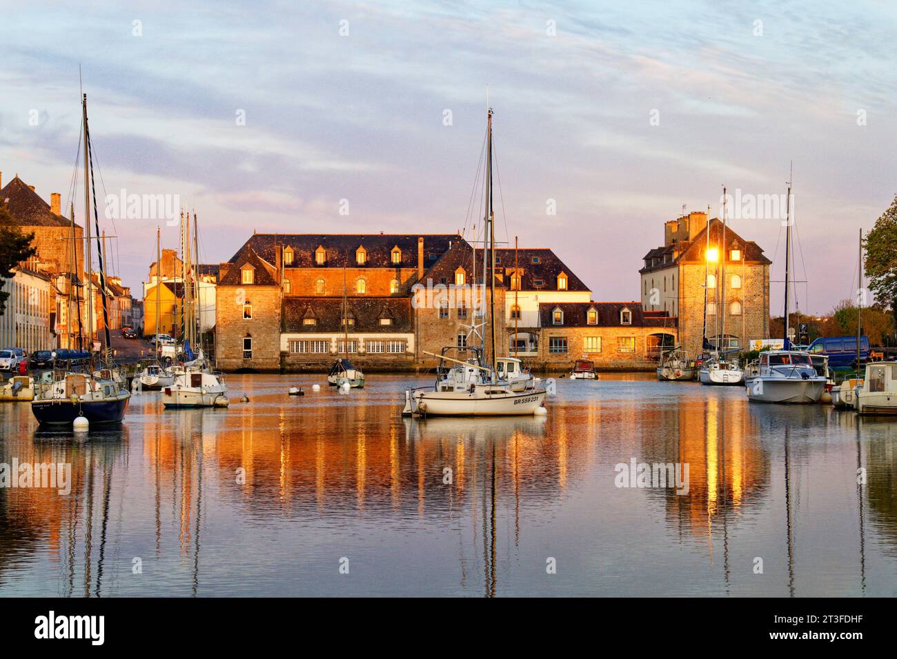 France, Finistere, Pont l'Abbe, the commercial port and the lived in ...