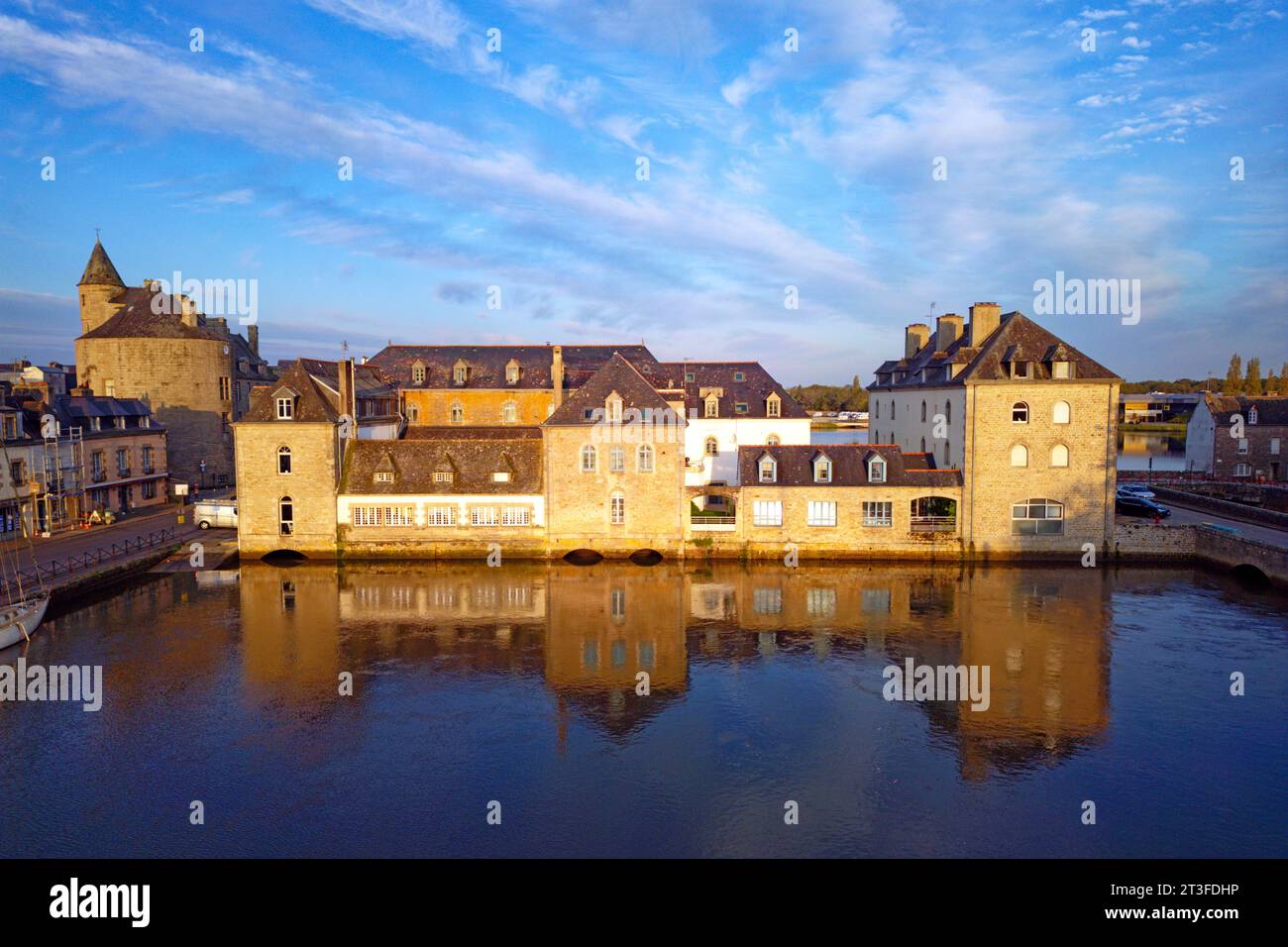 France, Finistere, Pont l'Abbe, the commercial port and the lived in ...