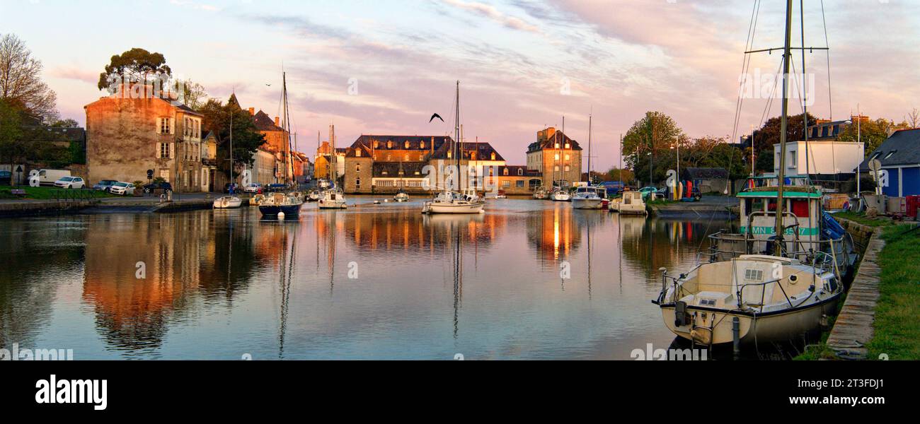 France, Finistere, Pont l'Abbe, the commercial port and the lived in ...