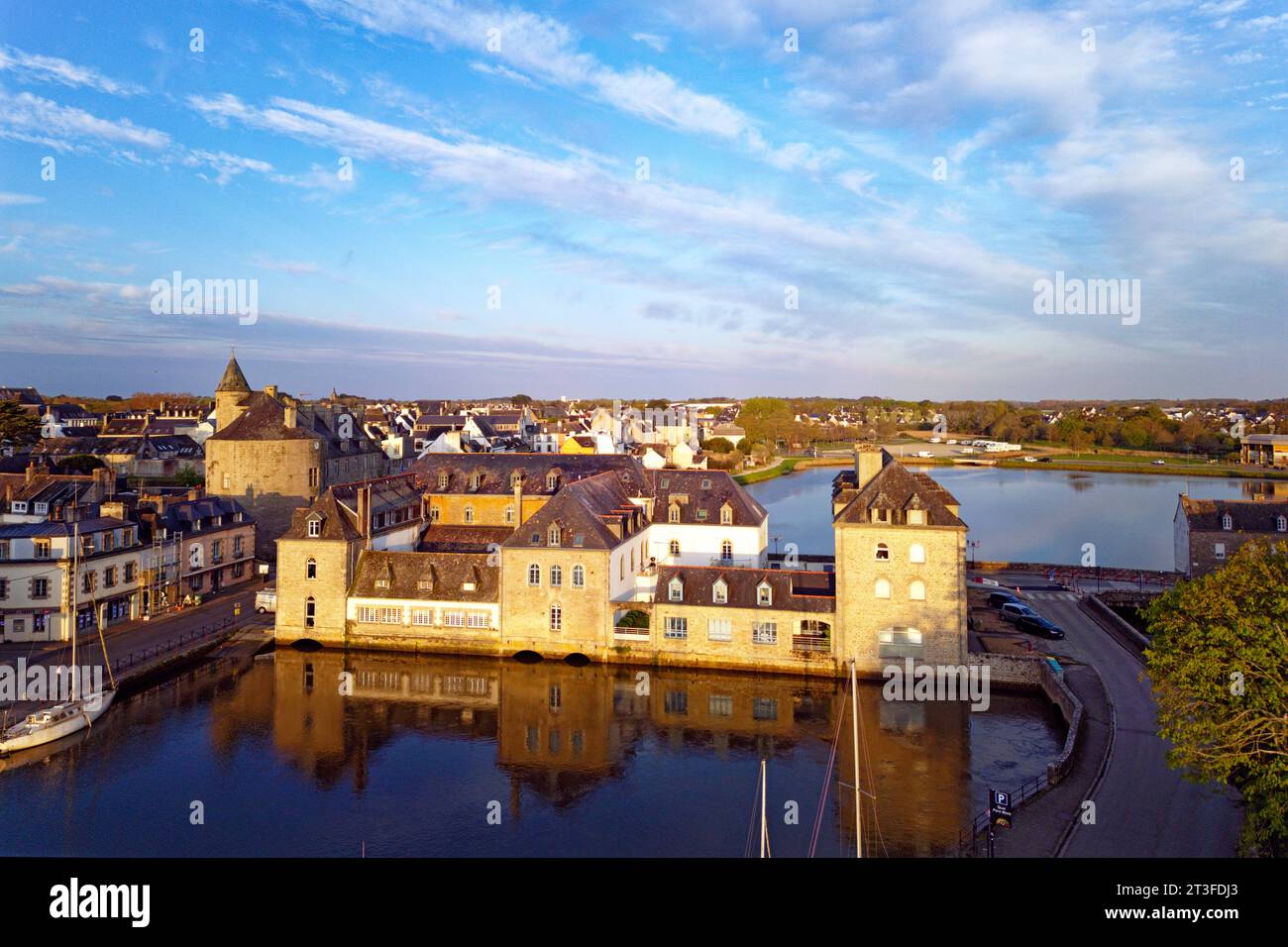 France, Finistere, Pont l'Abbe, the commercial port and the lived in ...