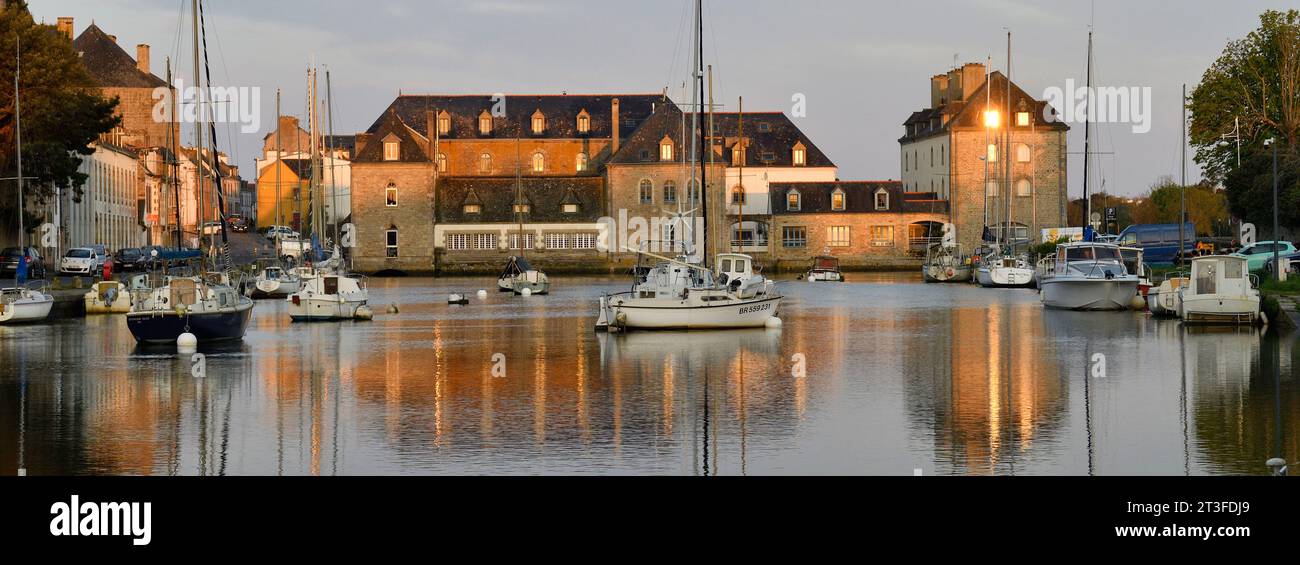 France, Finistere, Pont l'Abbe, the commercial port and the lived in ...