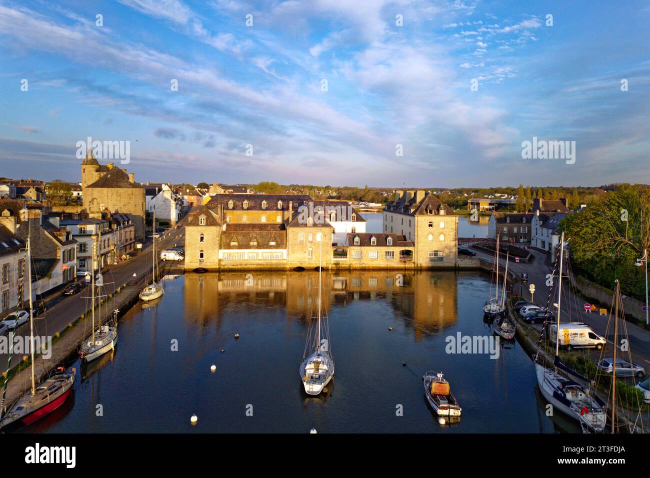 France, Finistere, Pont l'Abbe, the commercial port and the lived in ...