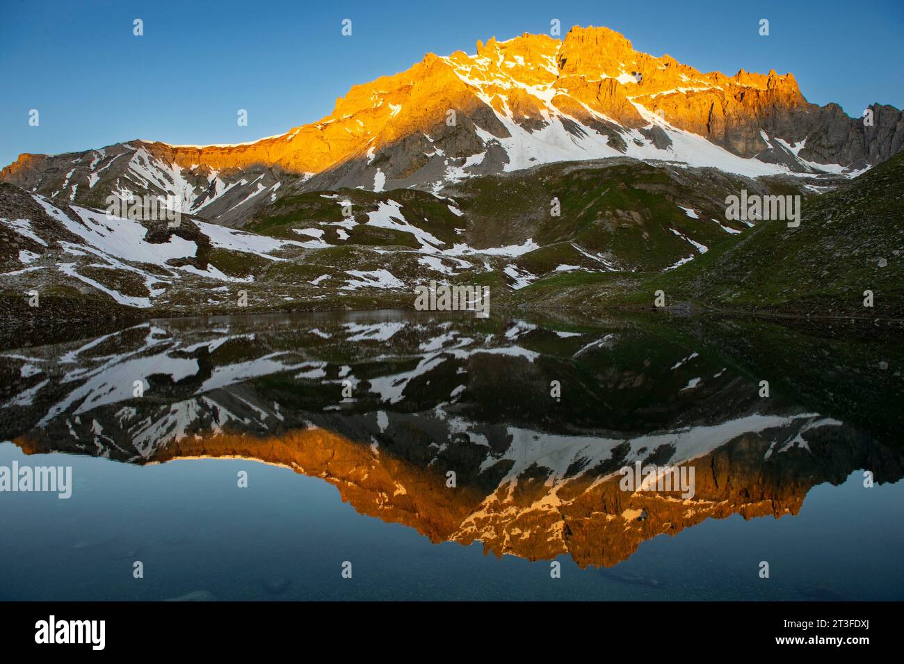 France Savoie Vanoise Massif National Park Above Courchevel Hiking Lake Merlet At Sunrise