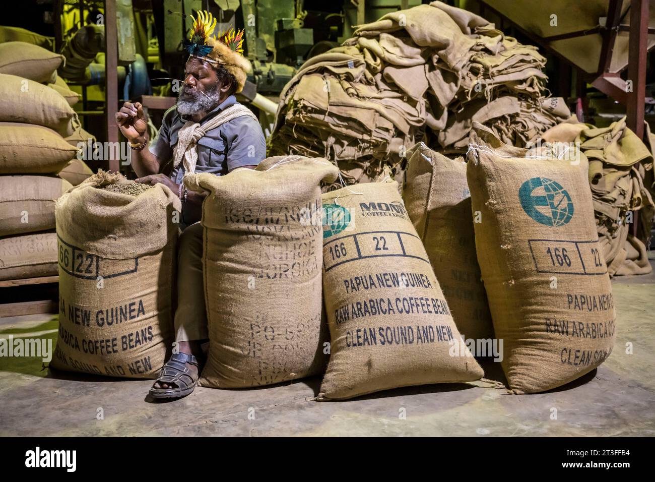 Papua New Guinea, Enga province, Wabag town, Wapanamenda coffee factory ...