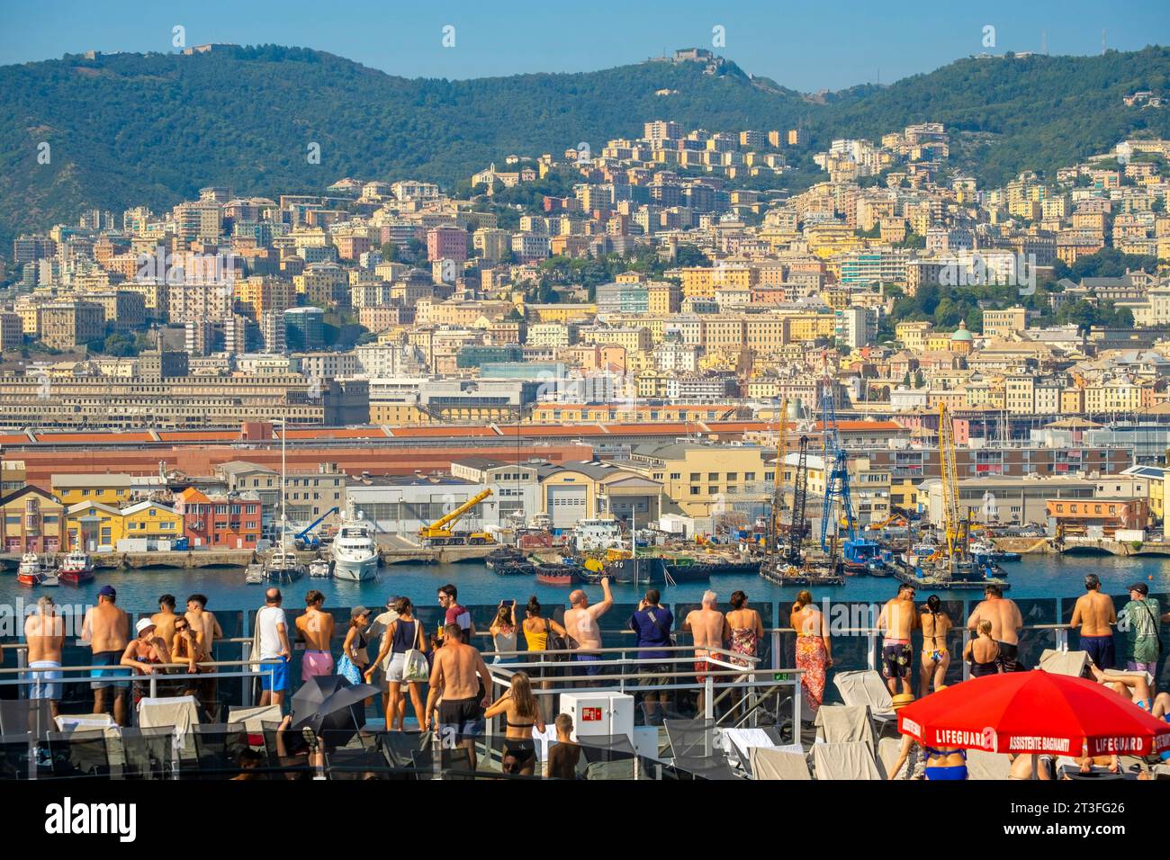 Italy, Liguria, Genoa, the port, MSC World Europa cruise ship Stock ...