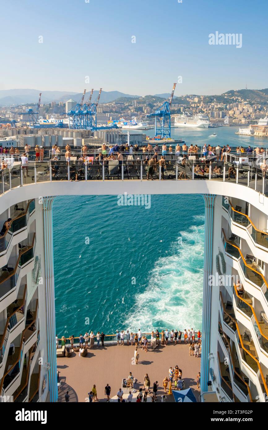 Italy, Liguria, Genoa, the port, MSC World Europa cruise ship Stock ...