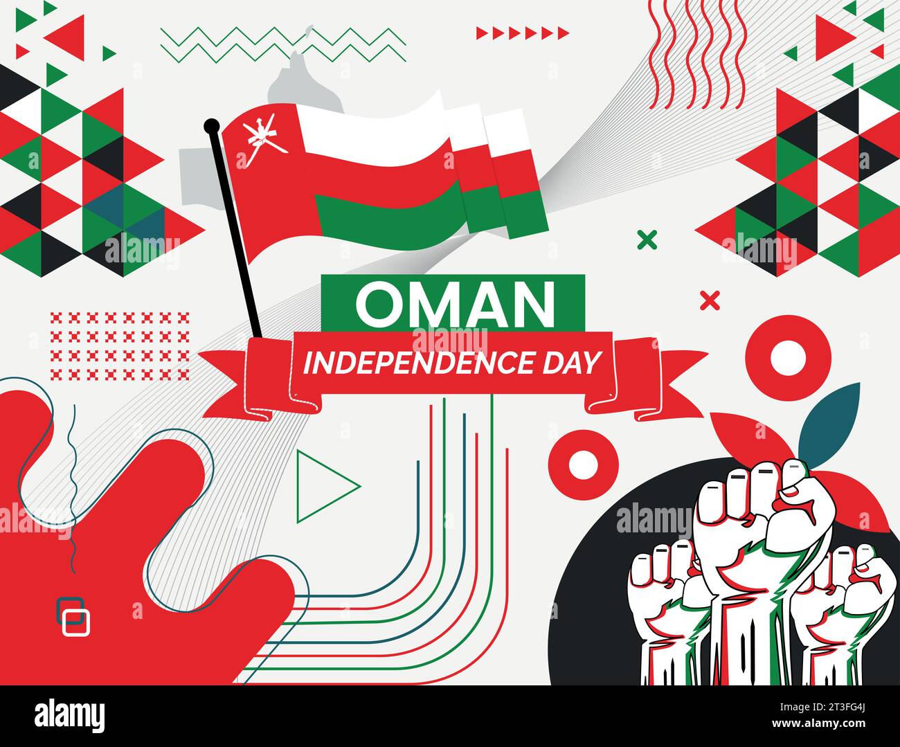 Oman national day banner with map, flag colors theme background and ...