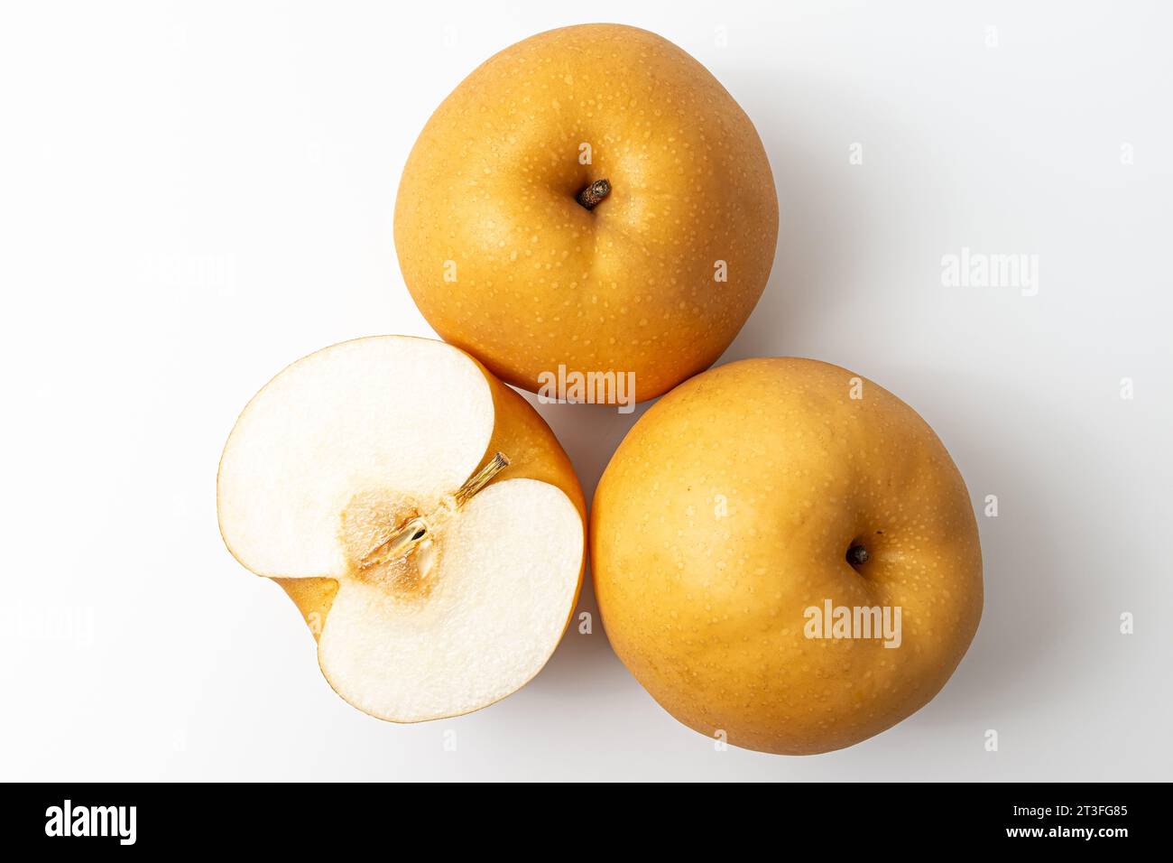 Korean pear on white background Stock Photo - Alamy