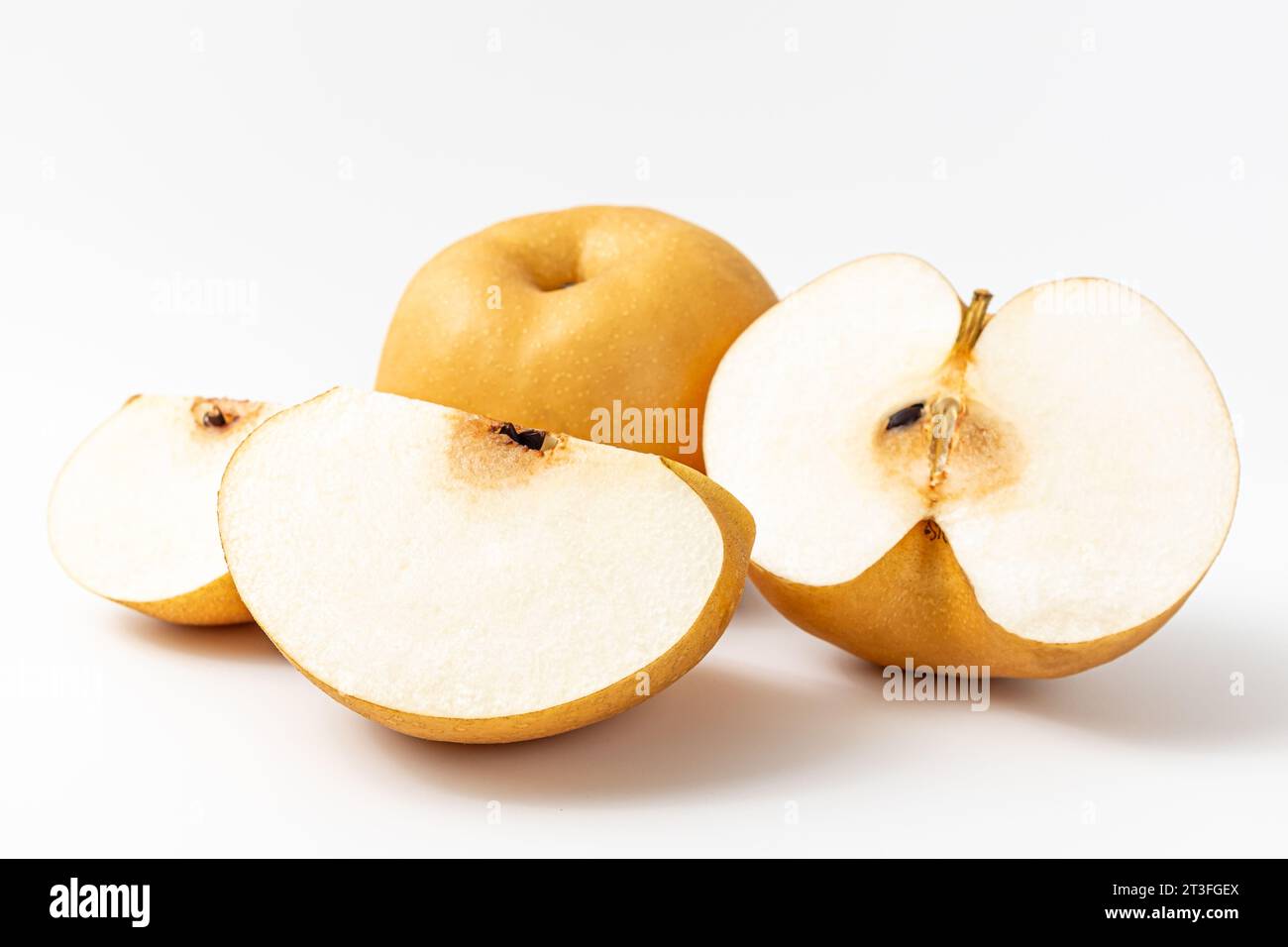 Korean pear on white background Stock Photo - Alamy