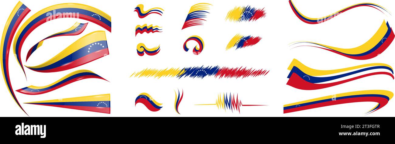Venezuela flag set elements, vector illustration on a white background ...