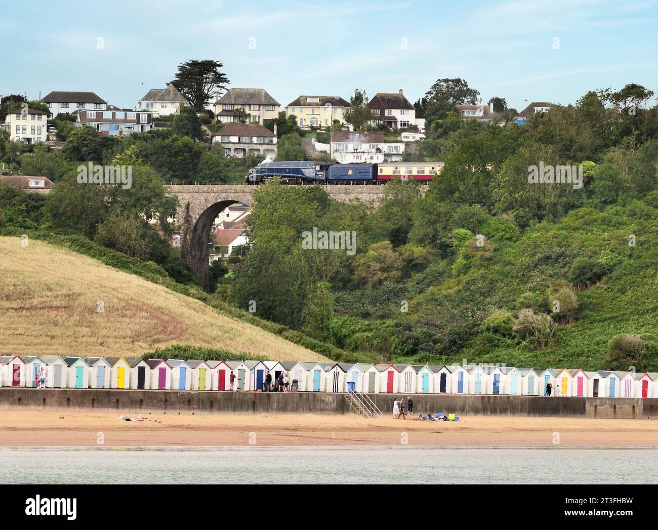 Class A4 Pacific No 60007 Sir Nigel Gresley crosses Broadsands viaduct ...