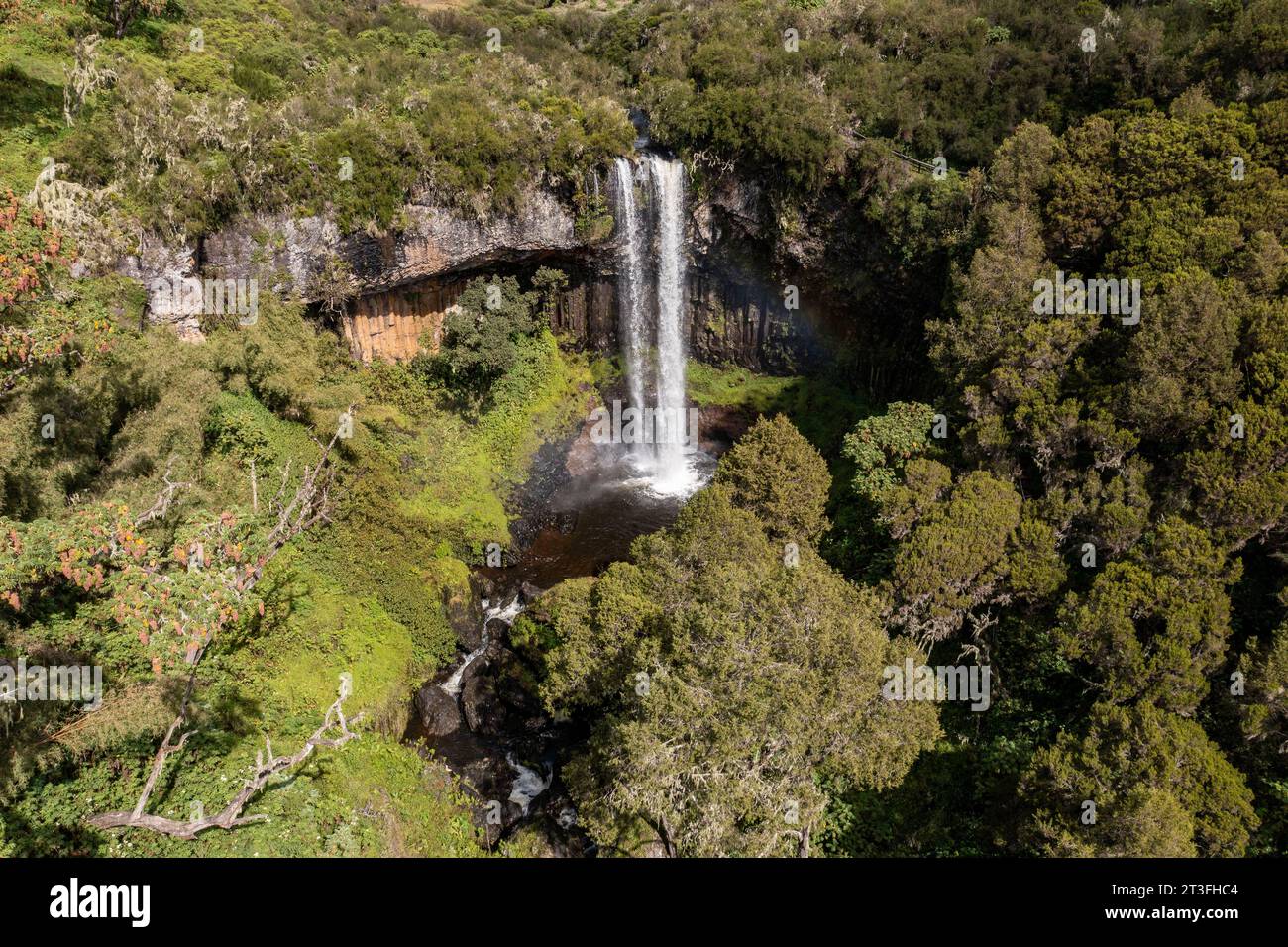 Kenya, Aberdare national park, Gura falls (aerial view Stock Photo - Alamy