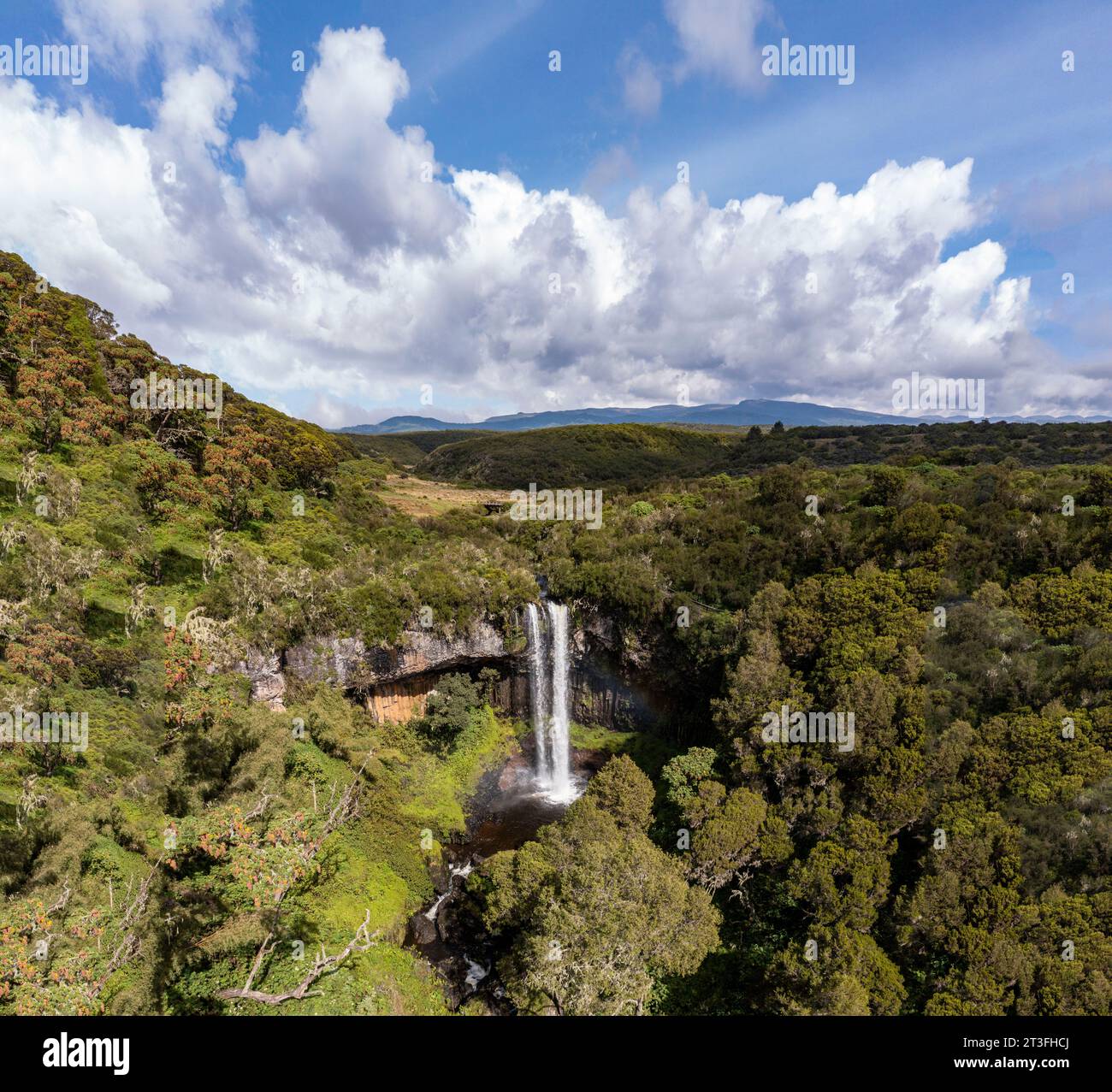 Kenya, Aberdare national park, Gura falls (aerial view Stock Photo - Alamy