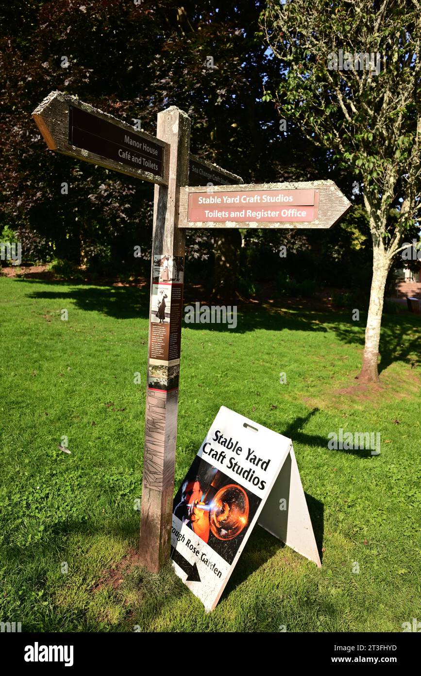 A weathered footpath sign in Cockington Country Park, Torquay, South ...