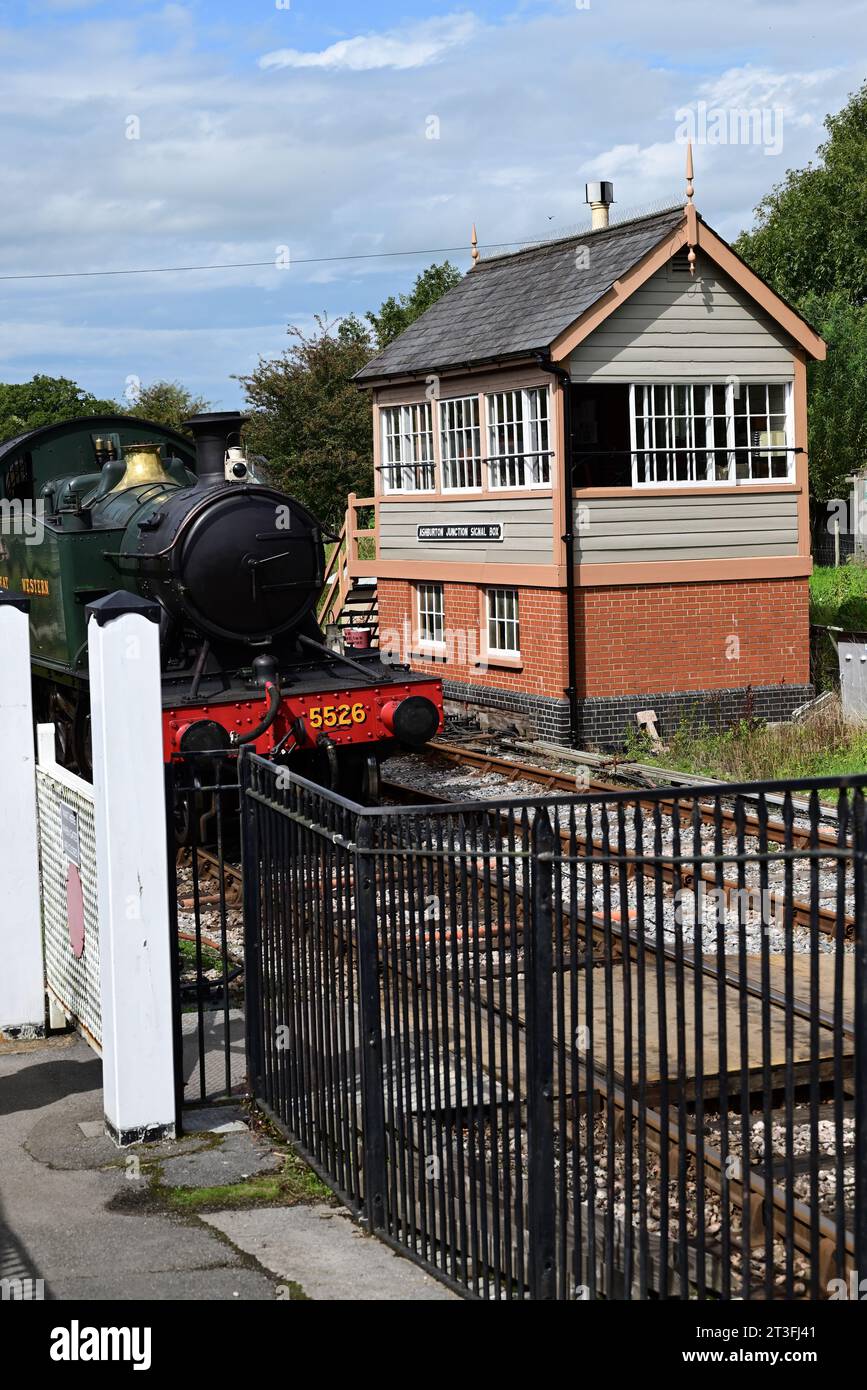 GWR 4575 class 2-6-2 tank engine No 5526 arriving at Totnes Riverside ...