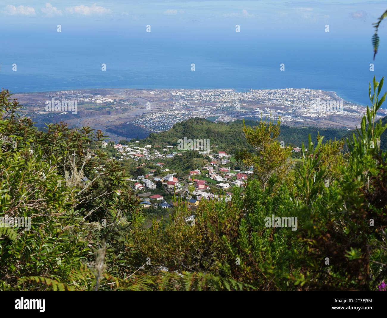The Port, view from Dos d'Ane, on top of Reunion island. High angle ...
