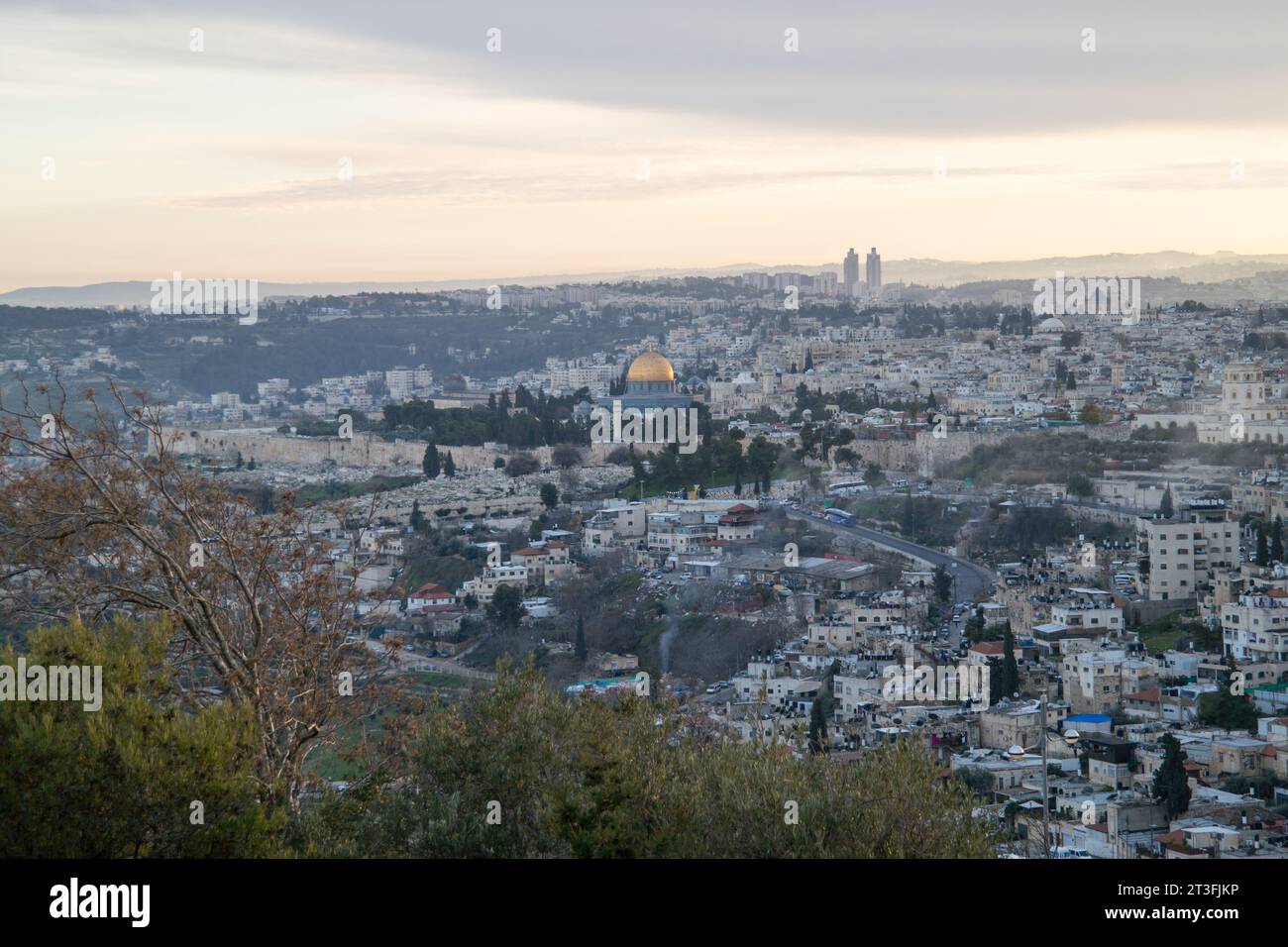 The view from Mount Scopus of Old City of Jerusalem with Dome of the ...