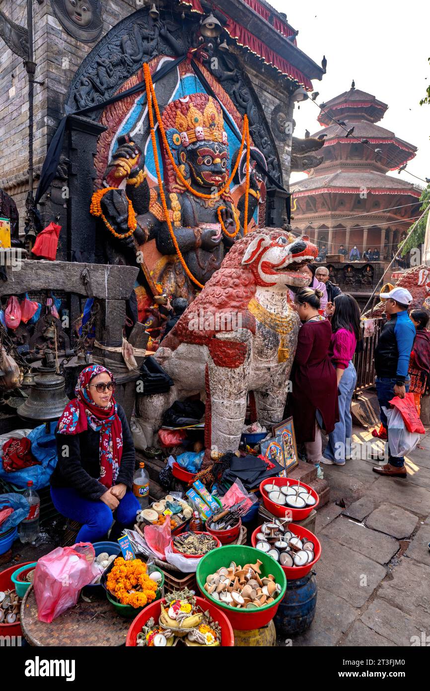 Nepal, Kathmandu, Durbar Square, statue of the goddess Kali in the ...