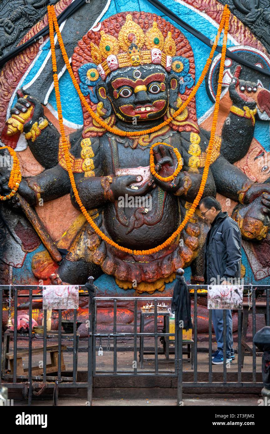 Nepal, Kathmandu, Durbar Square, statue of the goddess Kali in the ...
