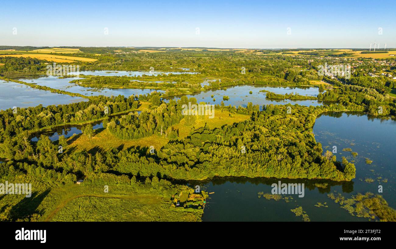 France, Somme, Somme Valley, Long, The Somme marshes between Long and ...