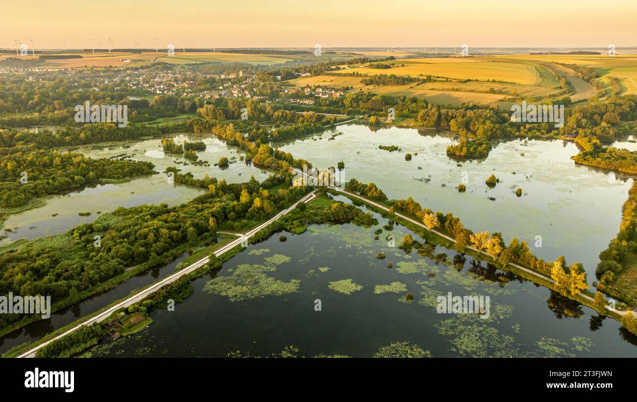 France, Somme, Somme Valley, Long, The Somme marshes between Long and ...