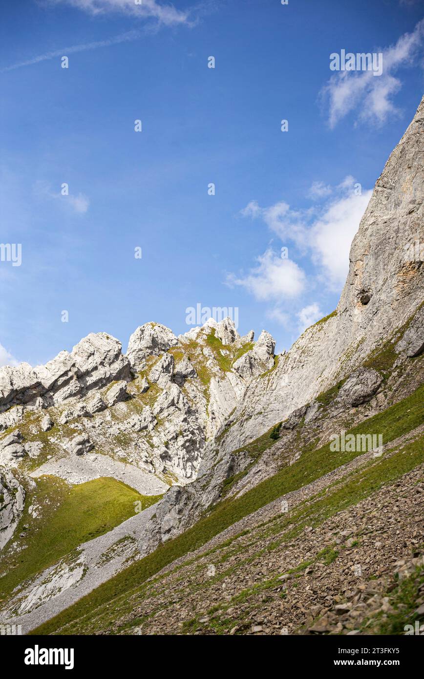 France, Haute Savoie, La Clusaz, Aravis mountain range, Tardevant Combe ...