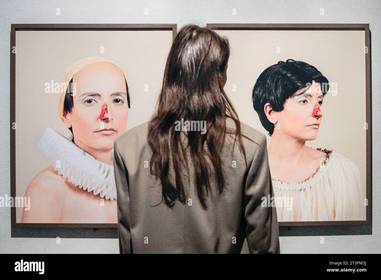 London, UK. 25th Oct, 2023. Model with 'The Disobedient Nose' (both ...