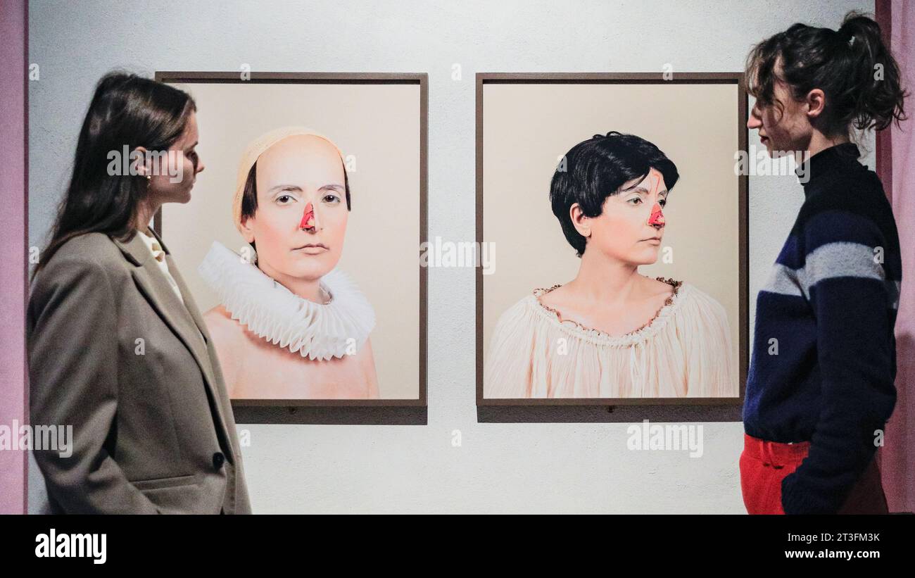 London, UK. 25th Oct, 2023. Models with 'The Disobedient Nose' (both ...