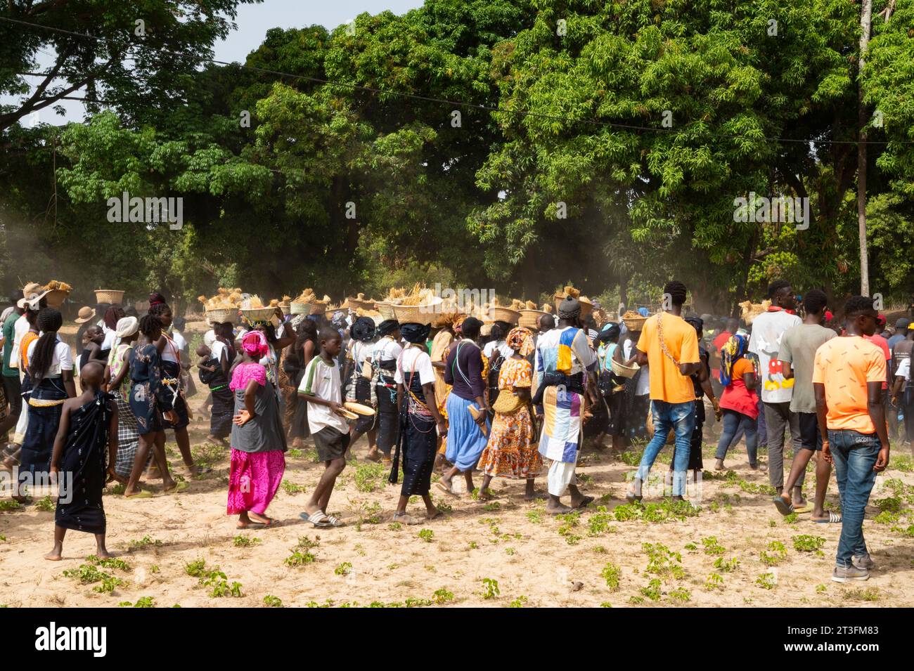 Senegal, Casamance, Ziguinchor district, crowd of the Diola ethnic ...