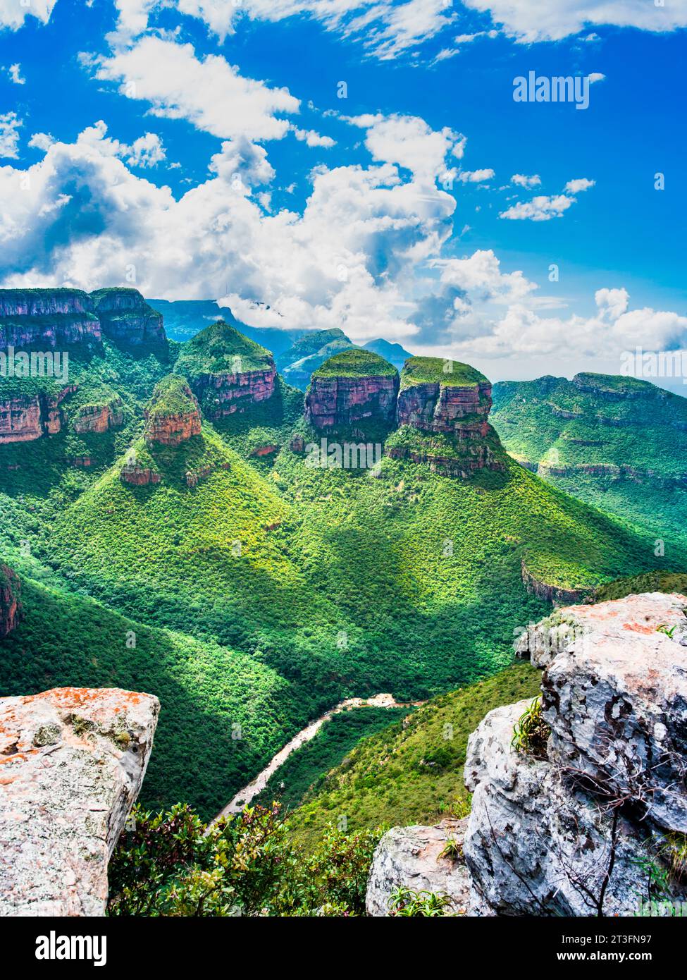 South Africa, Mpumalanga, Blyde River Canyon, Three Roundavels ...