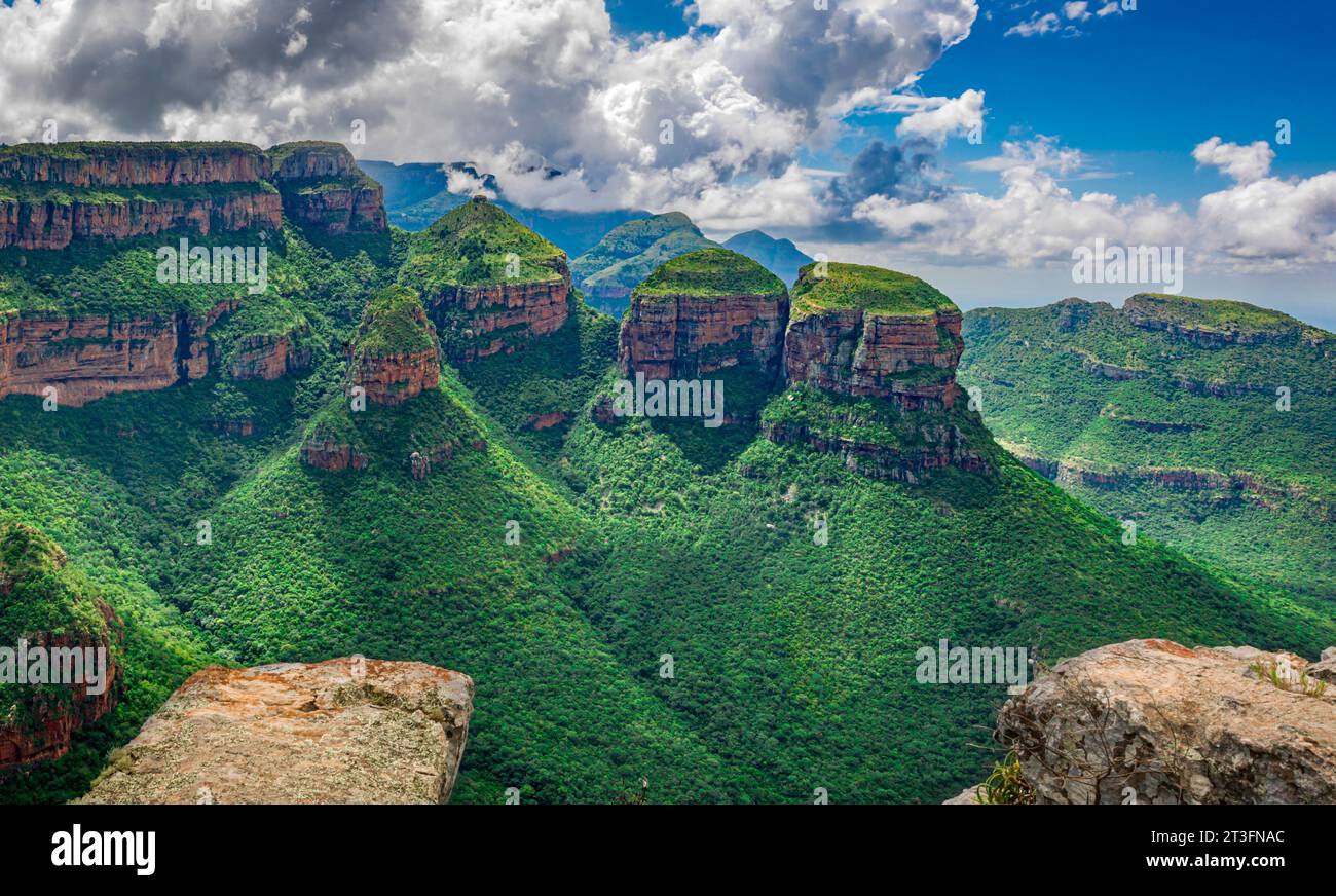 South Africa, Mpumalanga, Blyde River Canyon, Three Roundavels ...