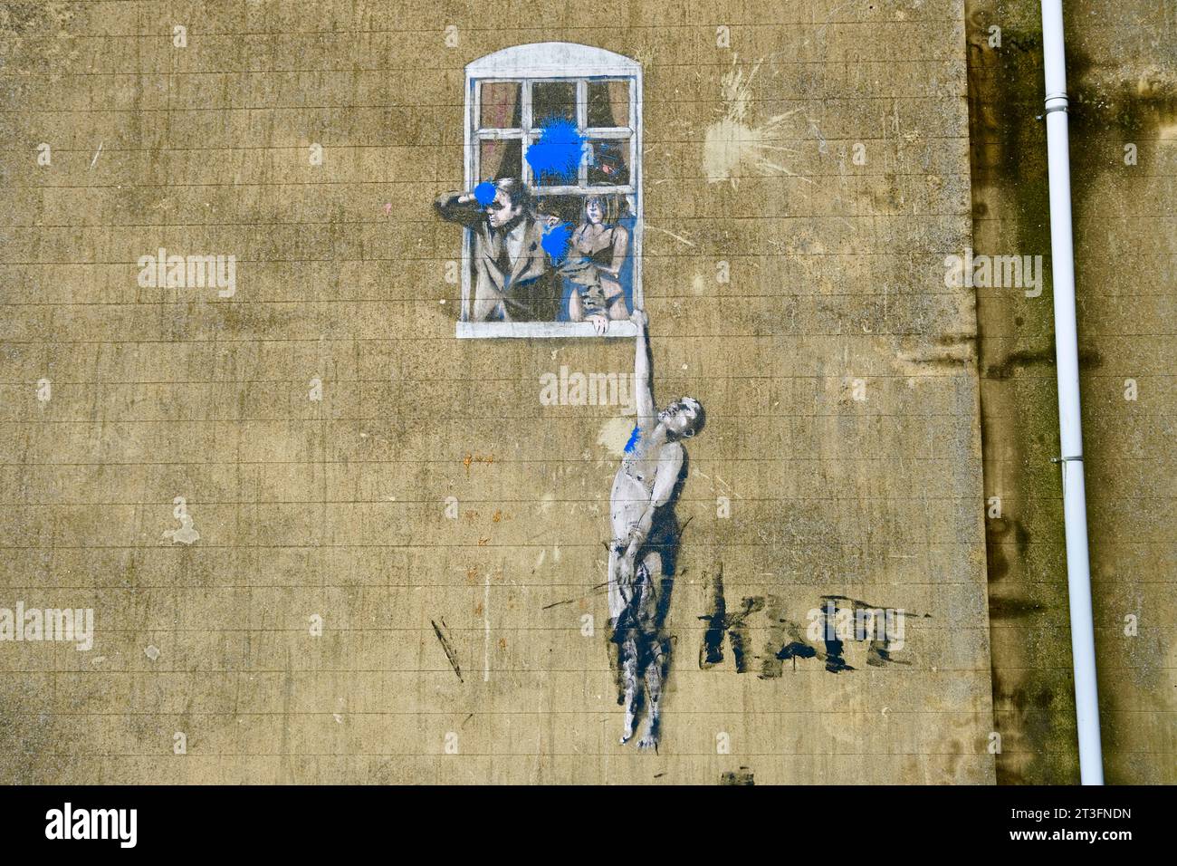 United Kingdom, Bristol, Frogmore Street, work by Banksy Well Hung ...