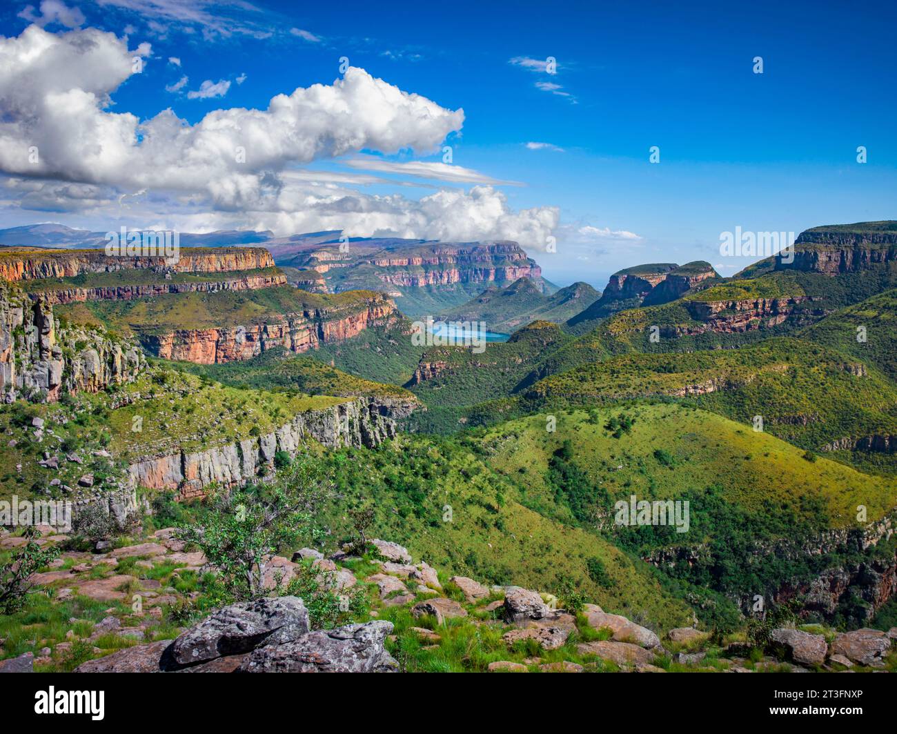 South Africa, Mpumalanga, Blyde River Canyon, Three Roundavels ...