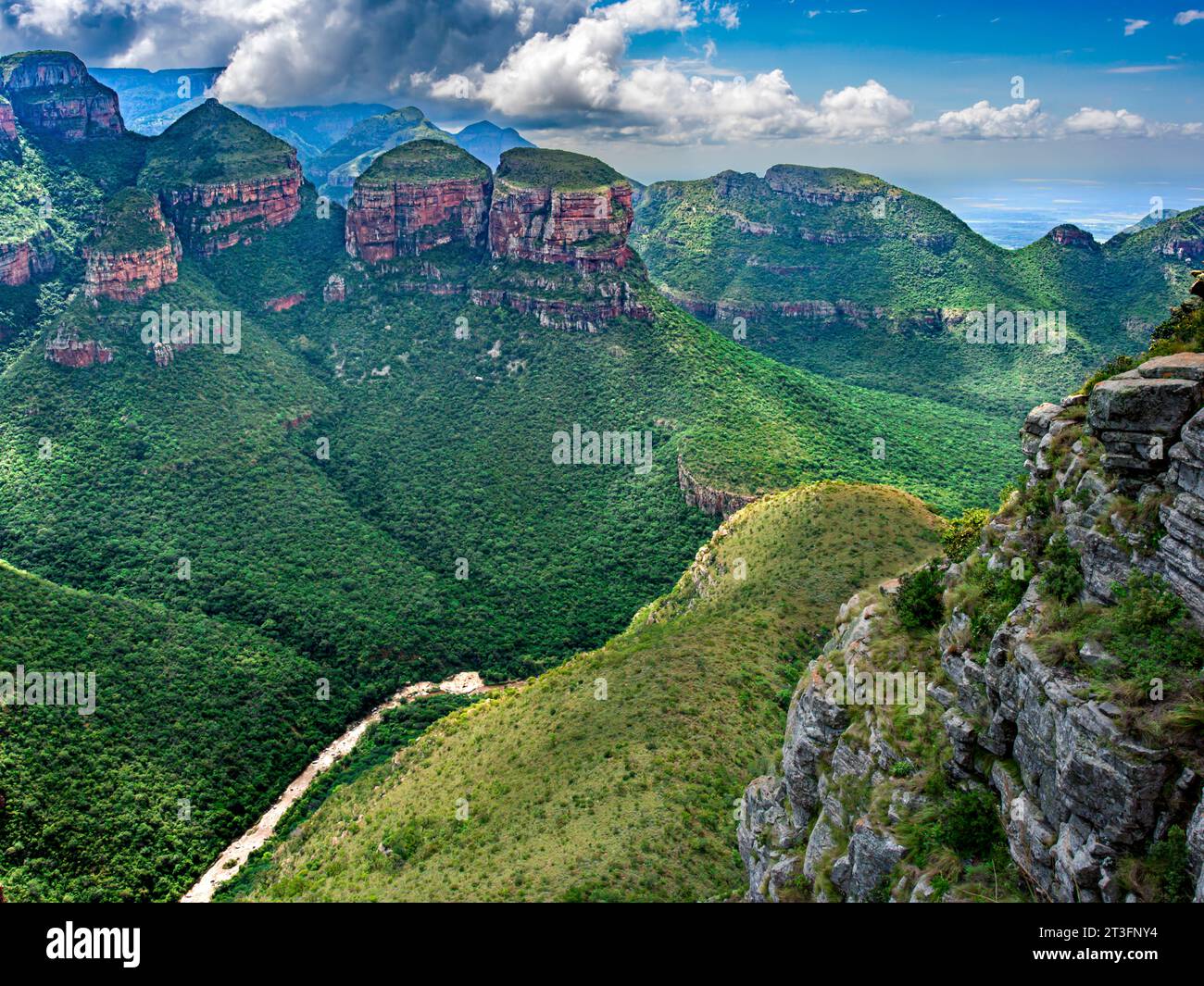 South Africa, Mpumalanga, Blyde River Canyon, Three Roundavels ...