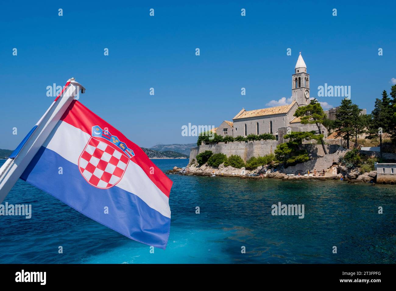 Croatia, Dalmatia, Elaphite Islands, Lopud Island, St Mary's church and ...