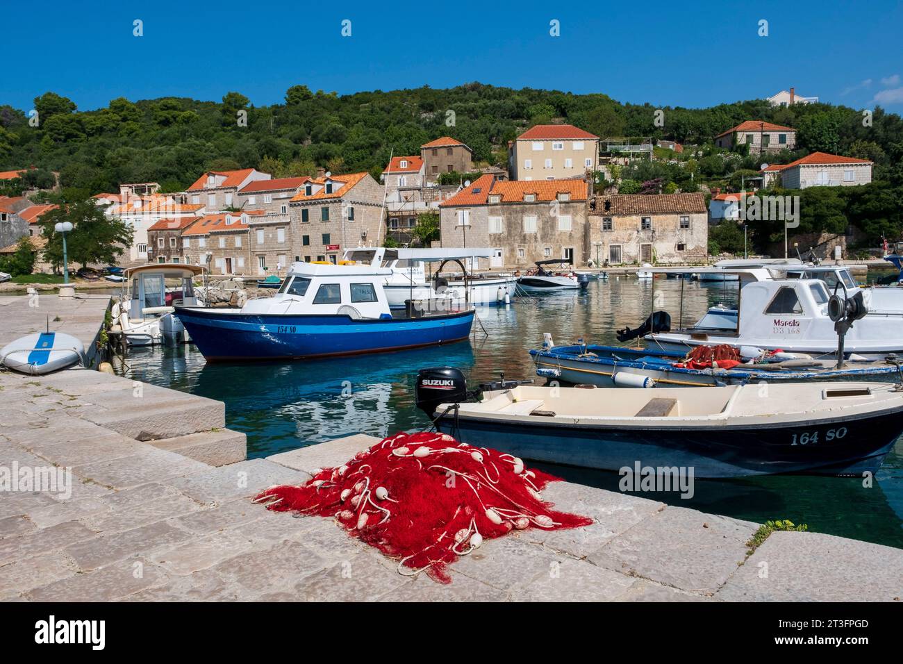 Croatia, Dalmatia, Elaphite Islands, Sipan Island, the port of Sudurad ...