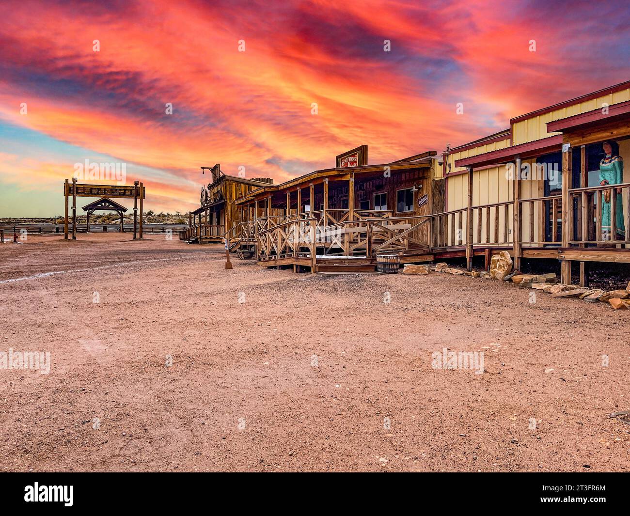 Entrance to the old west town of the Hualapai Indian Reservation at the ...