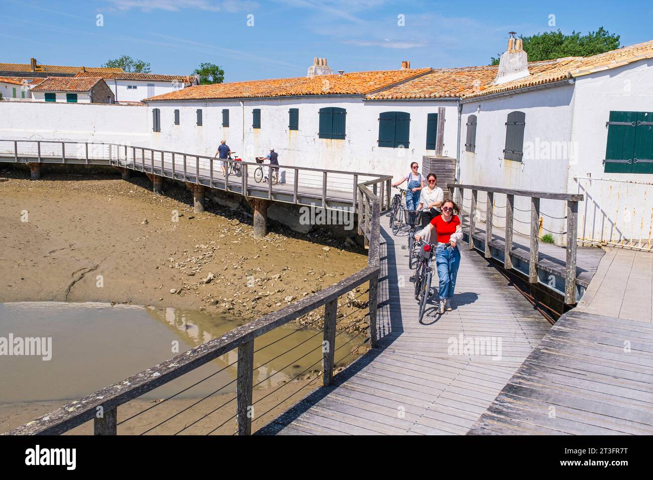 France, Charente Maritime, Ile de Re, Loix, the port, bike ride Stock ...
