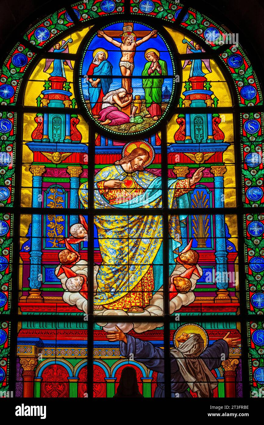 France, Charente Maritime, La Rochelle, Saint Louis cathedral, stained ...