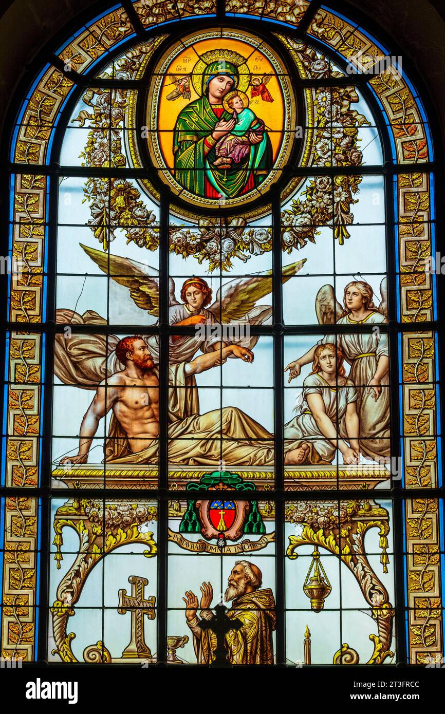 France, Charente Maritime, La Rochelle, Saint Louis cathedral, stained ...