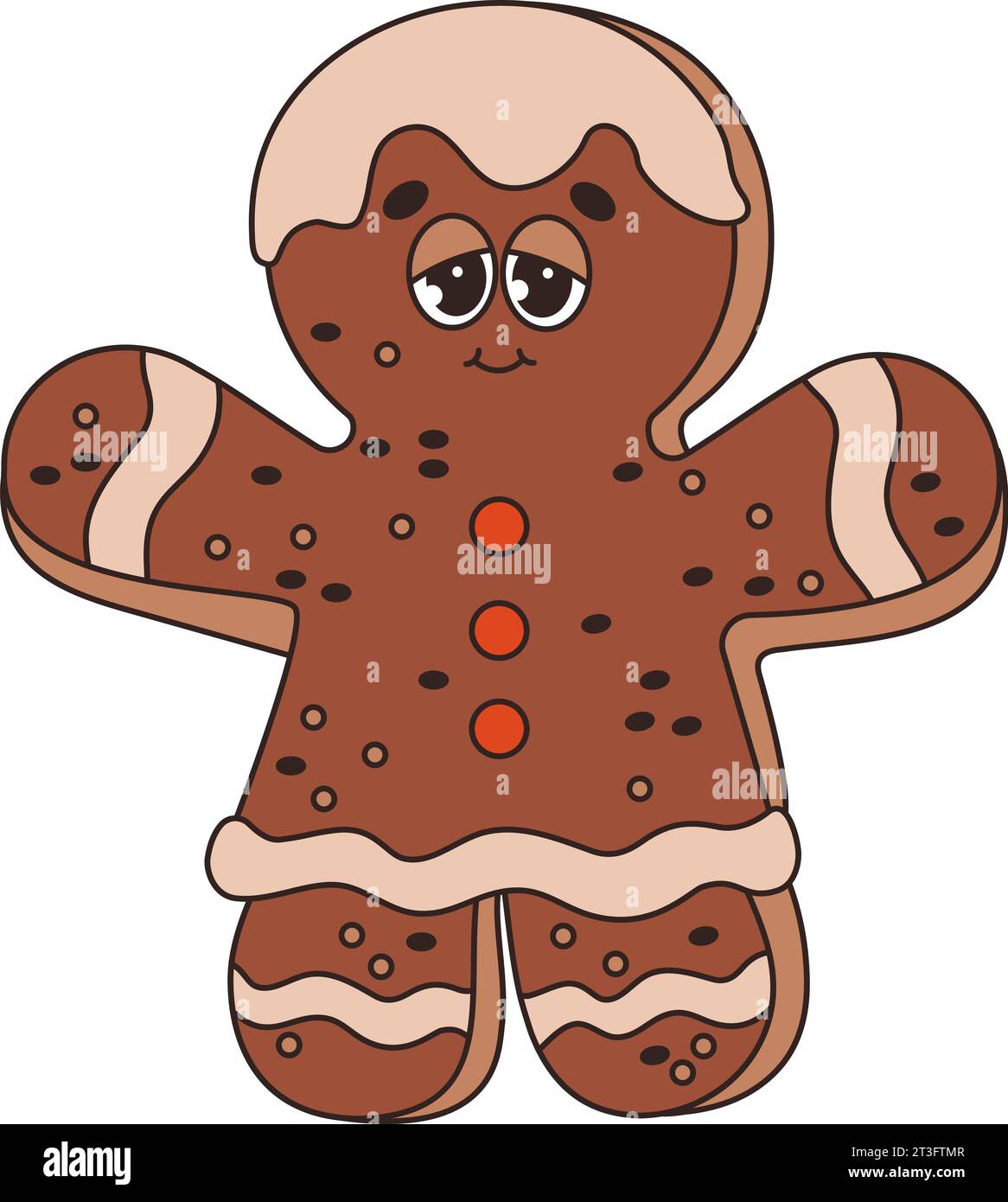 Christmas gingerbread man girl. Funny retro cartoon character in trendy ...