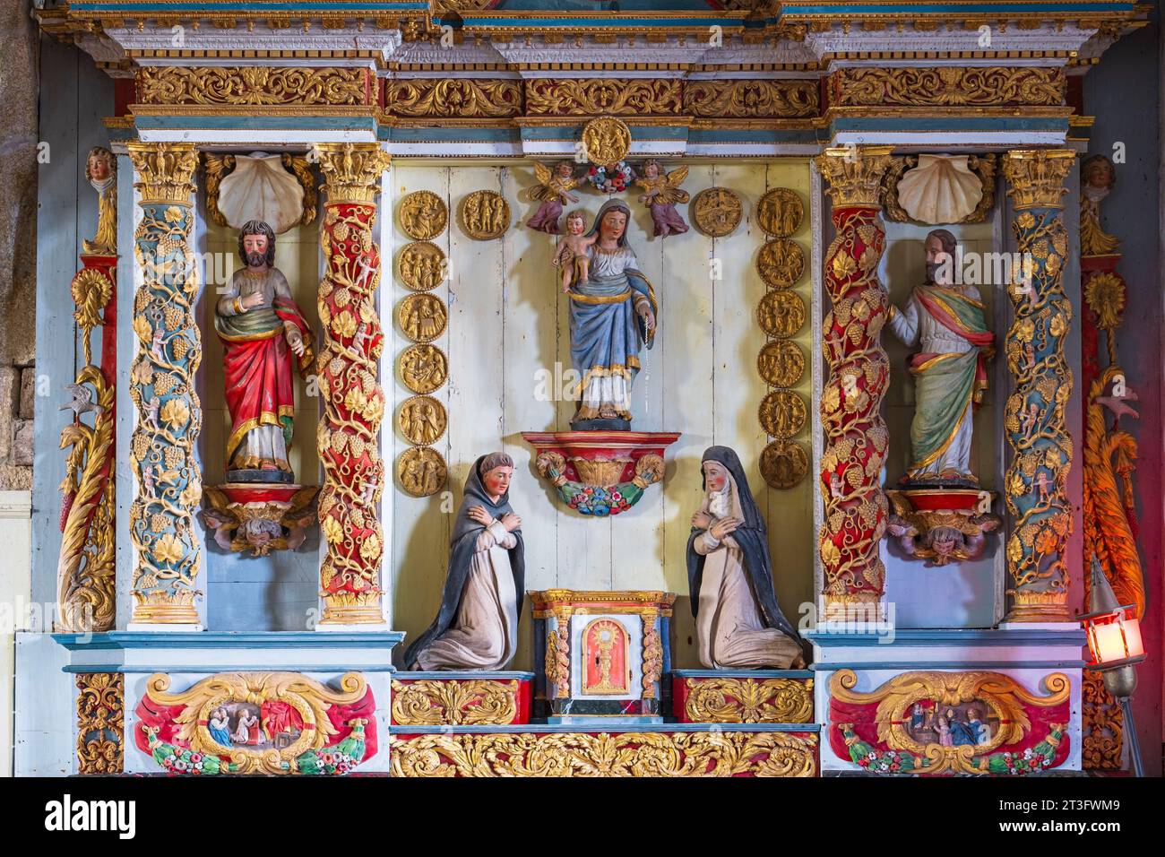 France, Finistere, Commana, parish close, Saint-Derrien church, 17th ...