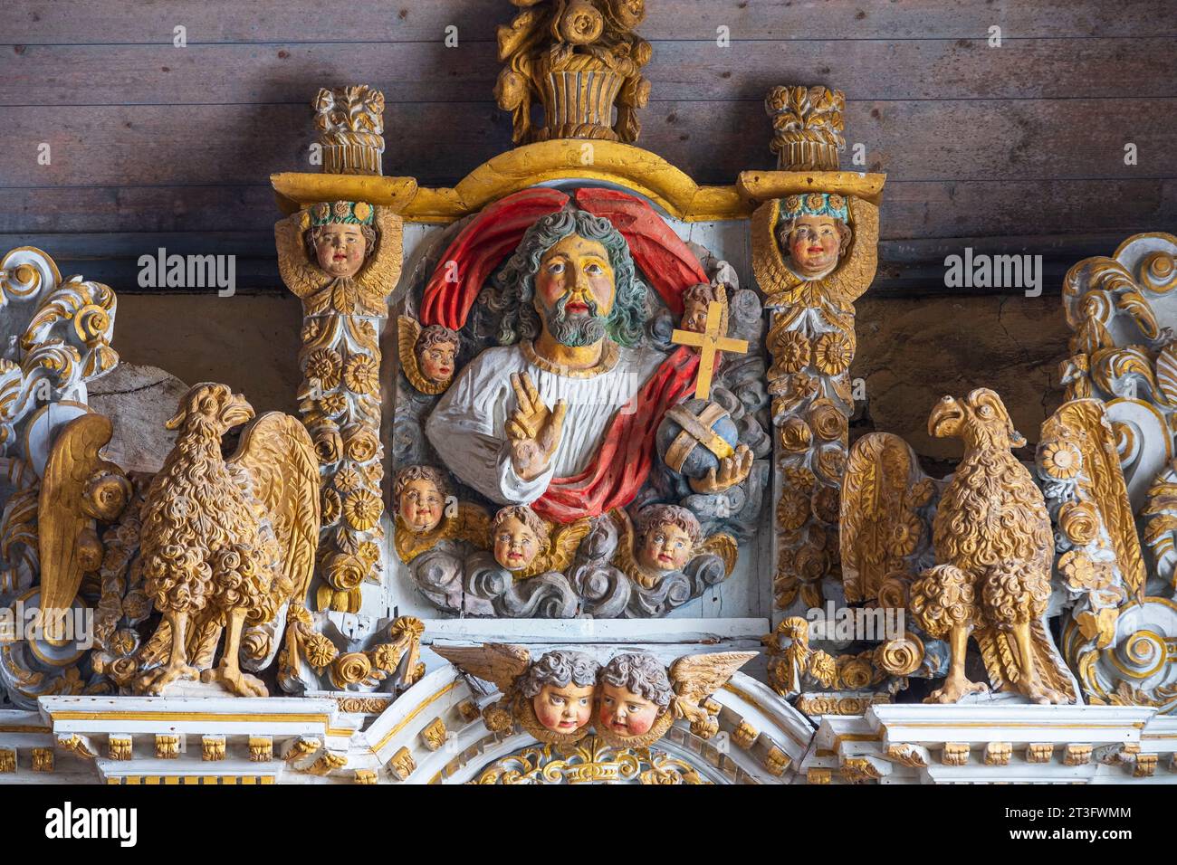 France, Finistere, Commana, parish close, Saint-Derrien church, 17th ...