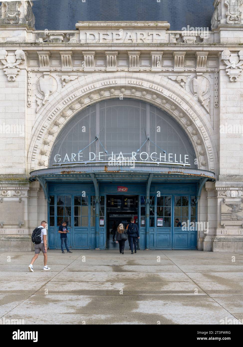The main entrance of La Rochelle train station. The building built by ...