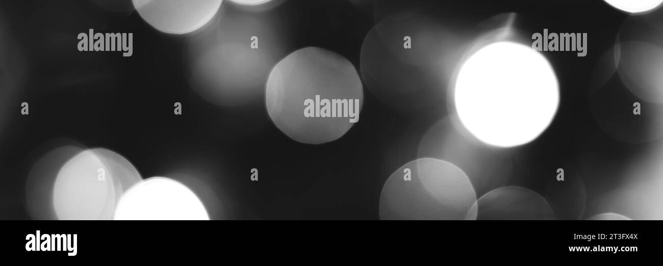 Blurred lights black and white background, banner texture. Abstract ...